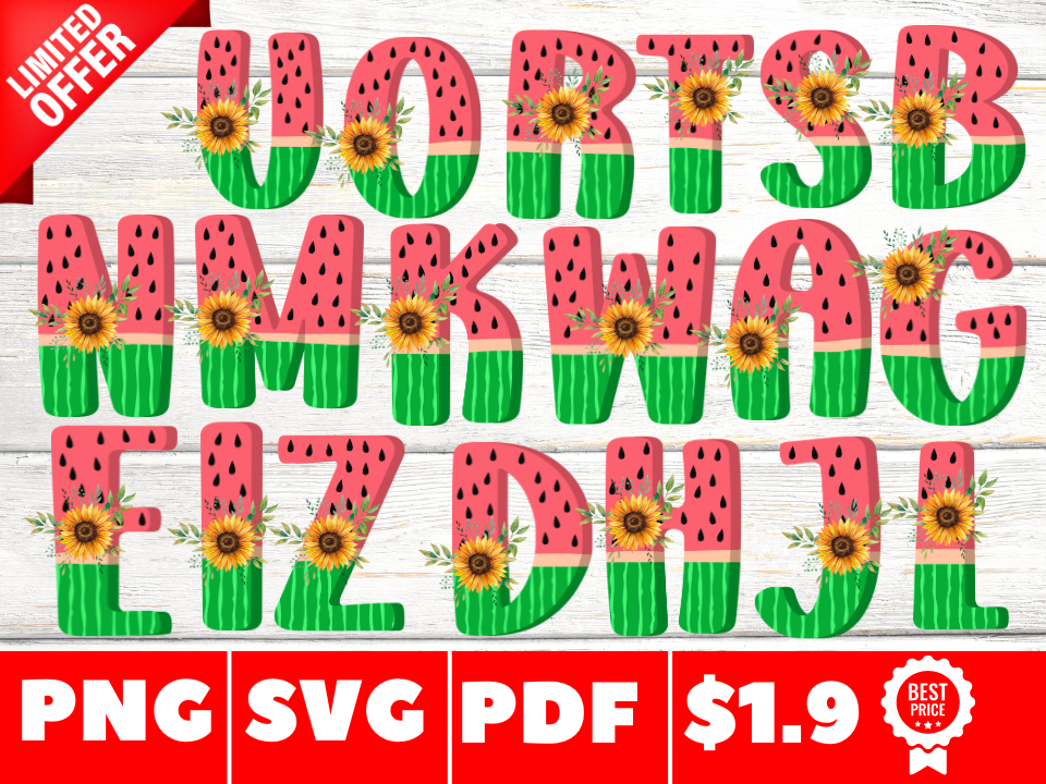 letters Watermelon Sunflower SVG Bundle-Hello Summer Watermelon png ...