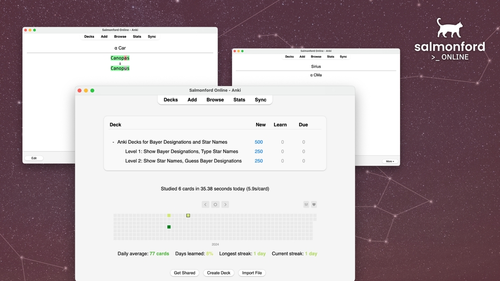 🌠 Anki Decks for Bayer Designations and Star Names