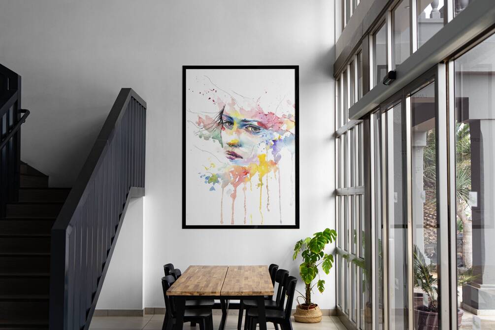 Portrait féminin aquarelle | Art mural contemporain | Décoration murale ...