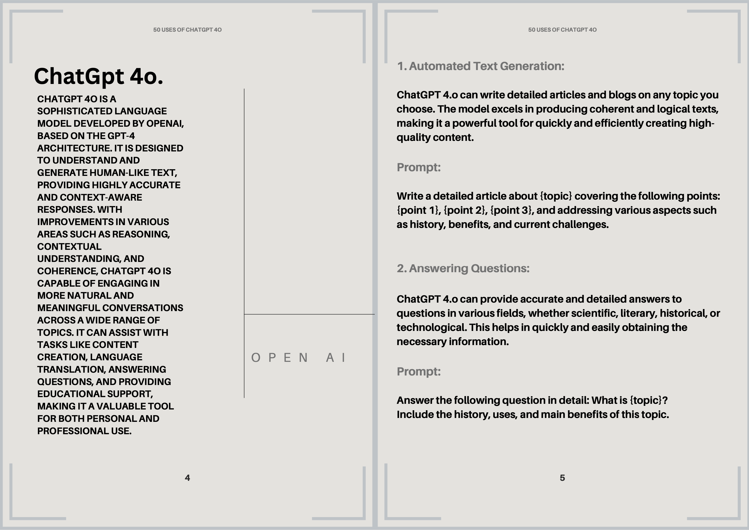 50 Uses Of ChatGPT 4o