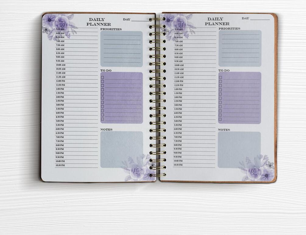 Daily planner purple, Day planner purple, Work planner purple, Hourly ...