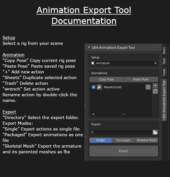 Blender2.8 Addon: UE4 Animation Export Tool