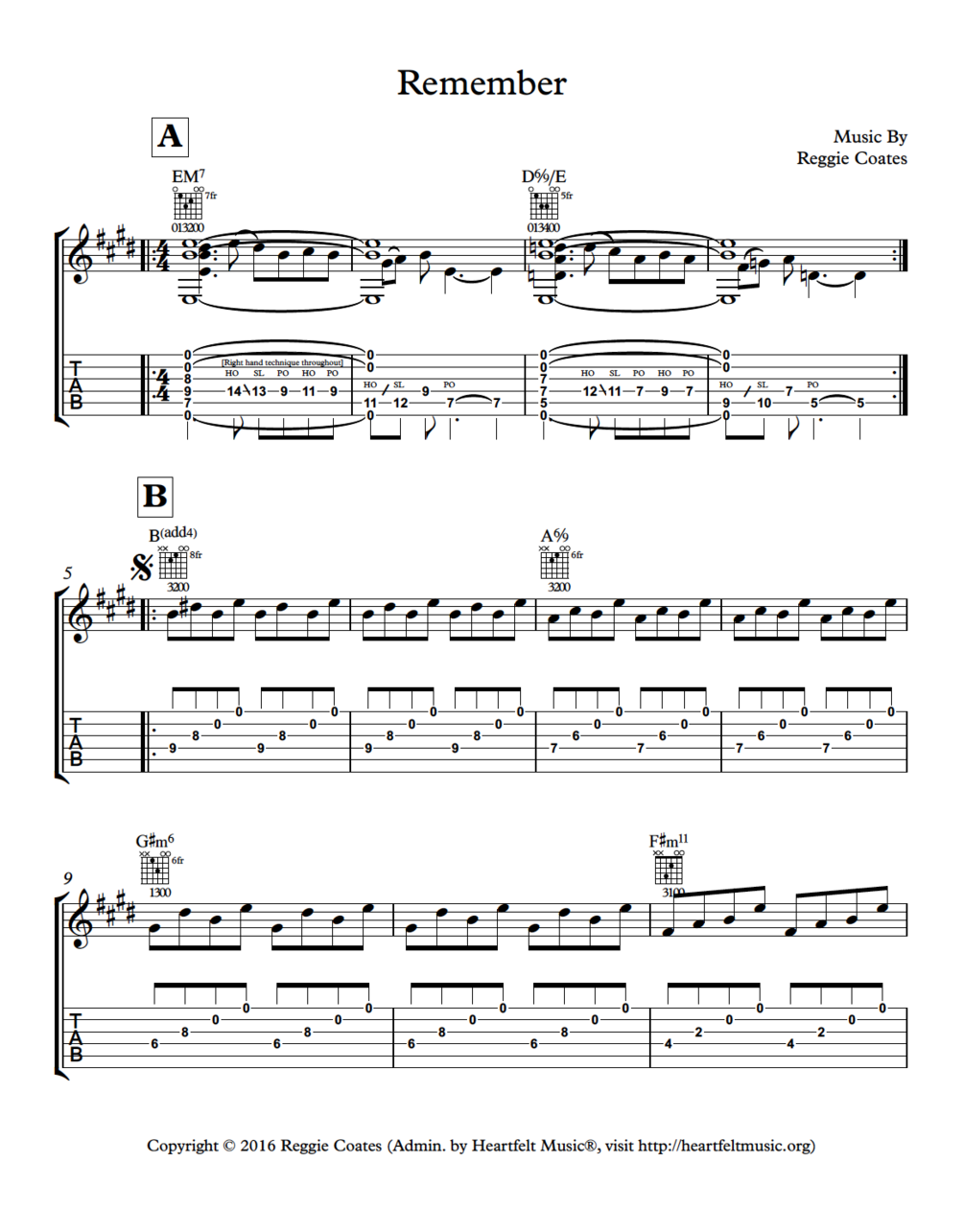 Remember - Music Notation & Guitar Tab