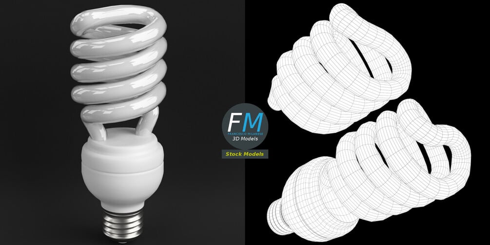 3D MODEL - CFL spiral light bulb lamp