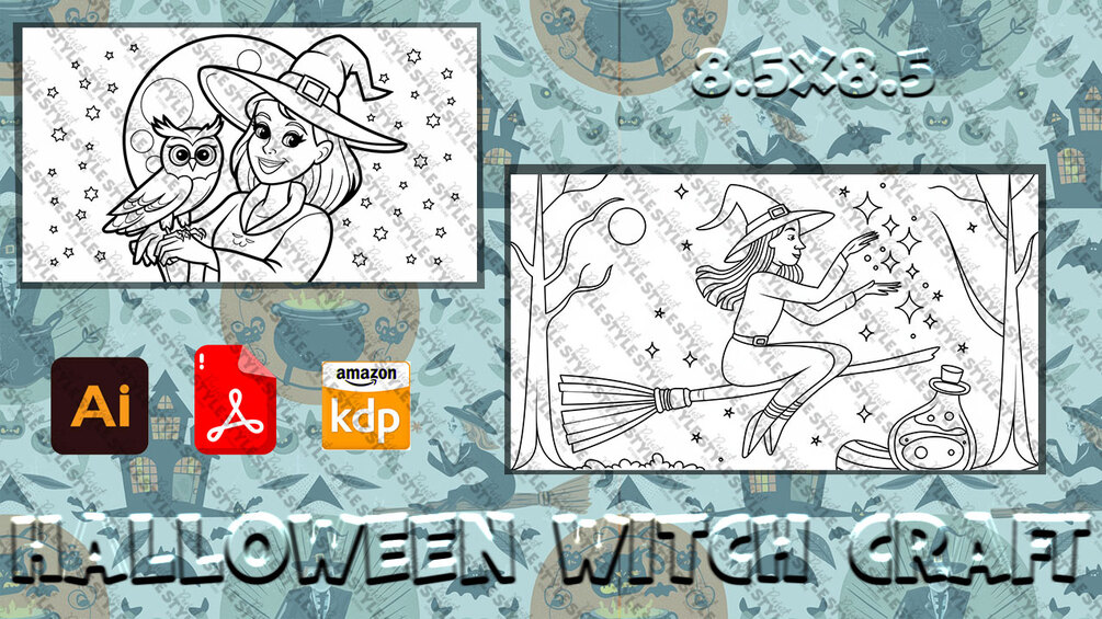 Halloween witch craft coloring pages KDP Interior