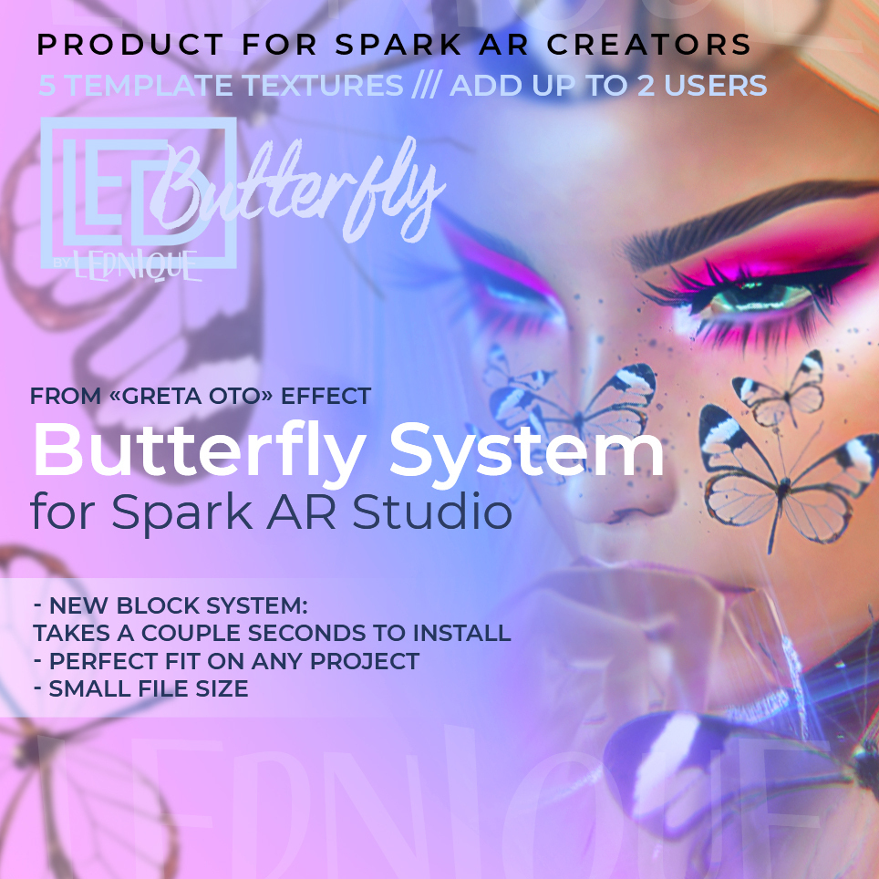 LED Butterfly - Butterfly System for Spark AR Studio