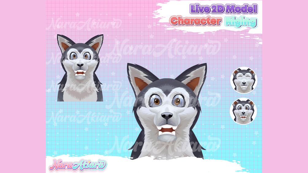 Vtuber Model and Rigging Animal Grey Dogo Premade, Live2d ready to use ...