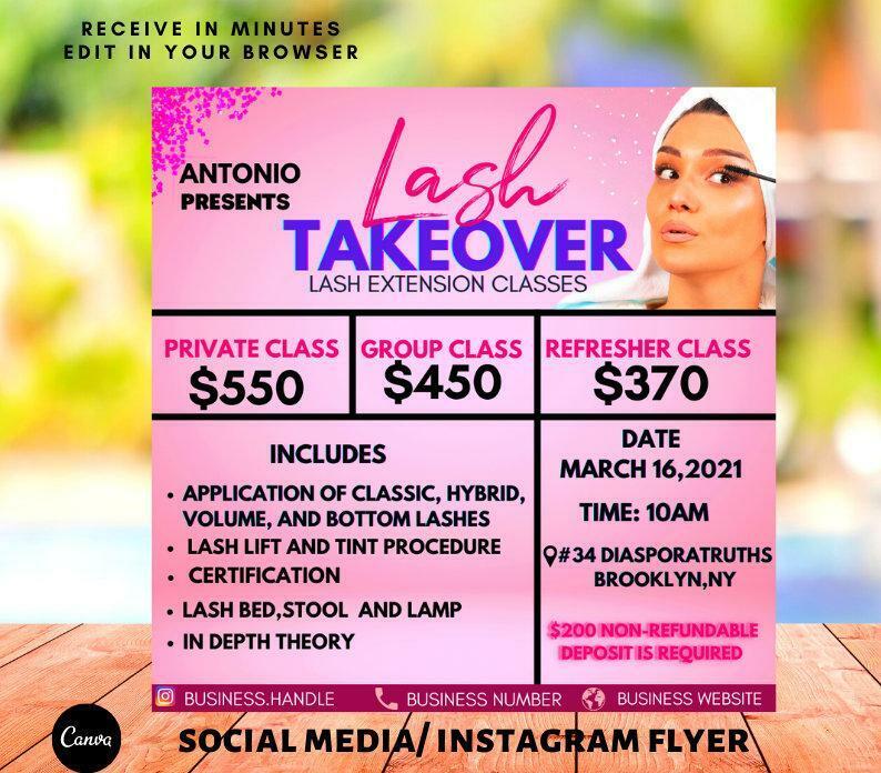 DIY Lash Technician Flyer, DIY Eyelash Extension Training Flyer ...