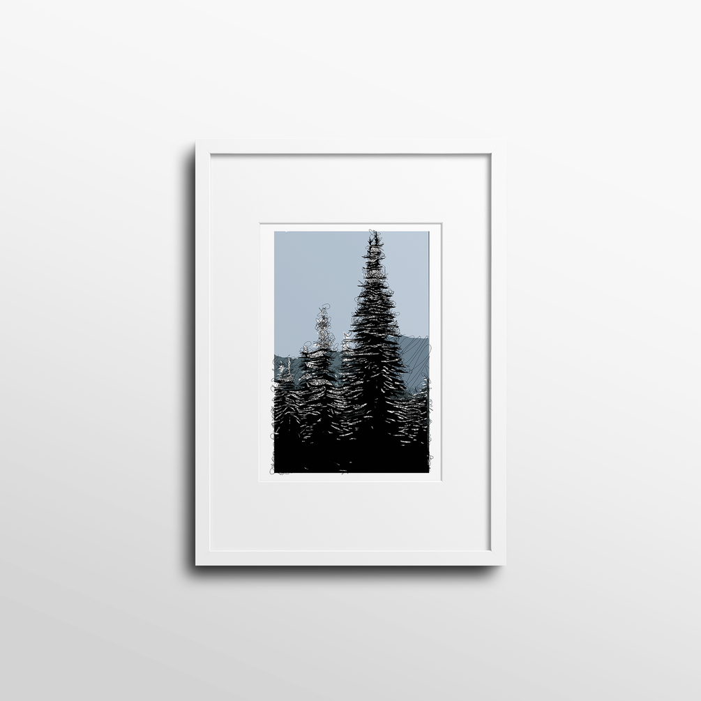 Abstract Forest Wall Art – Scribble Ink Pine Trees on Minimal ...