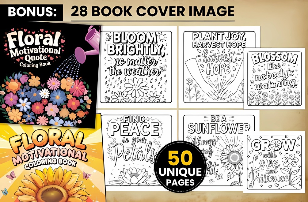 Floral Motivational Quote Coloring Pages