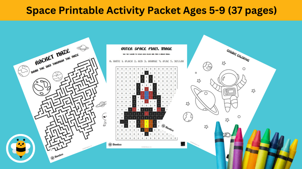 Space Themed Printable Activity Packet Ages 5-9 (37 Pages)
