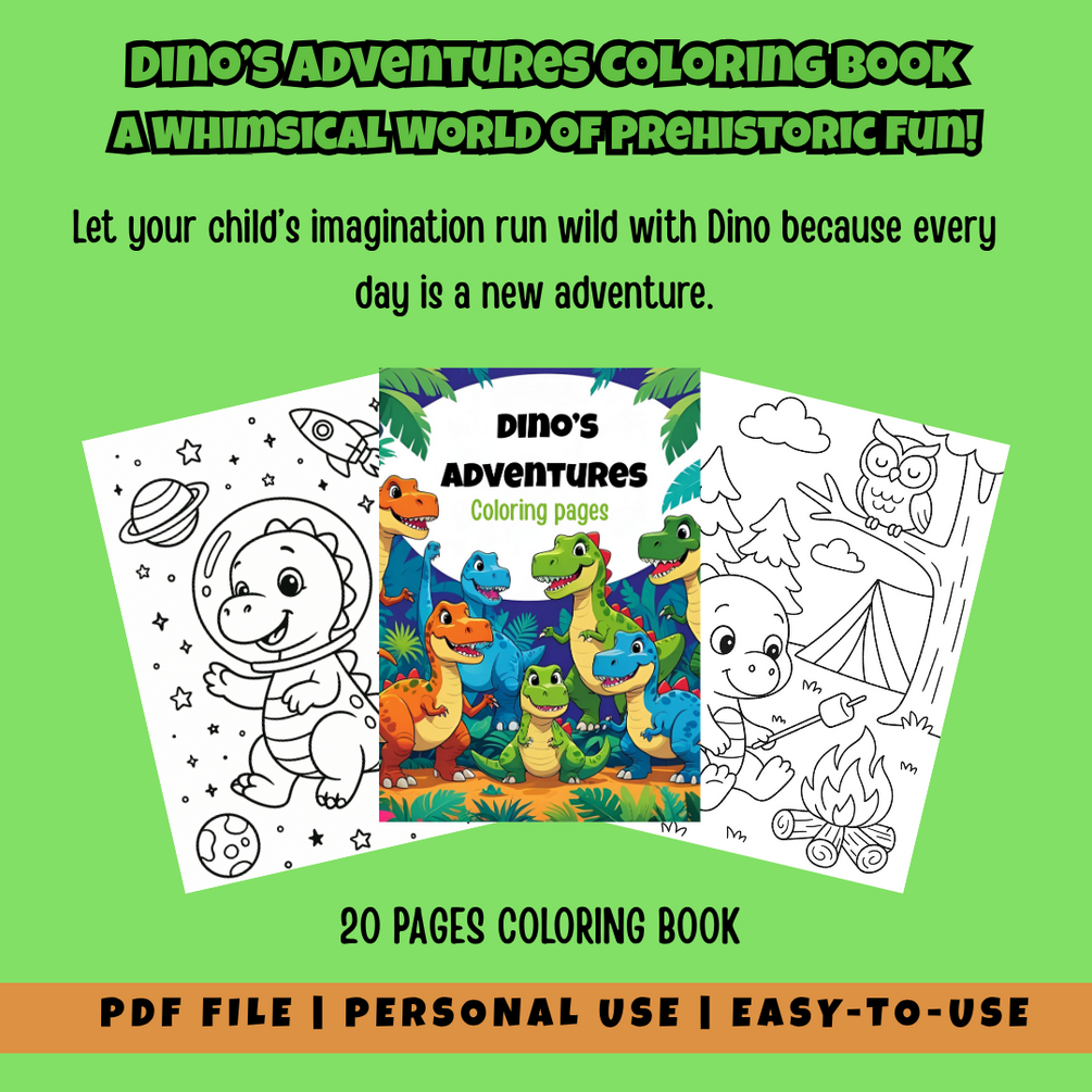 [TumblePip] Dino’s Adventures Coloring Book – A Whimsical World of ...