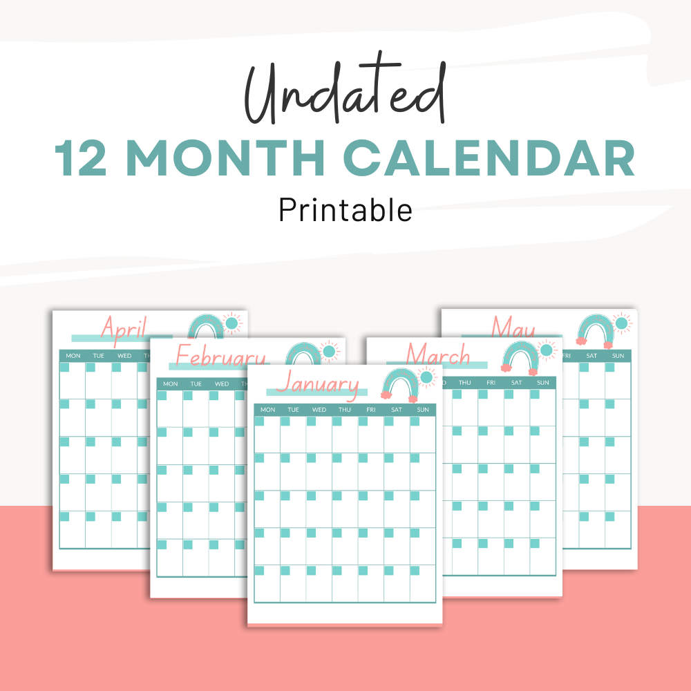 good vibes 12 month undated printable calendar