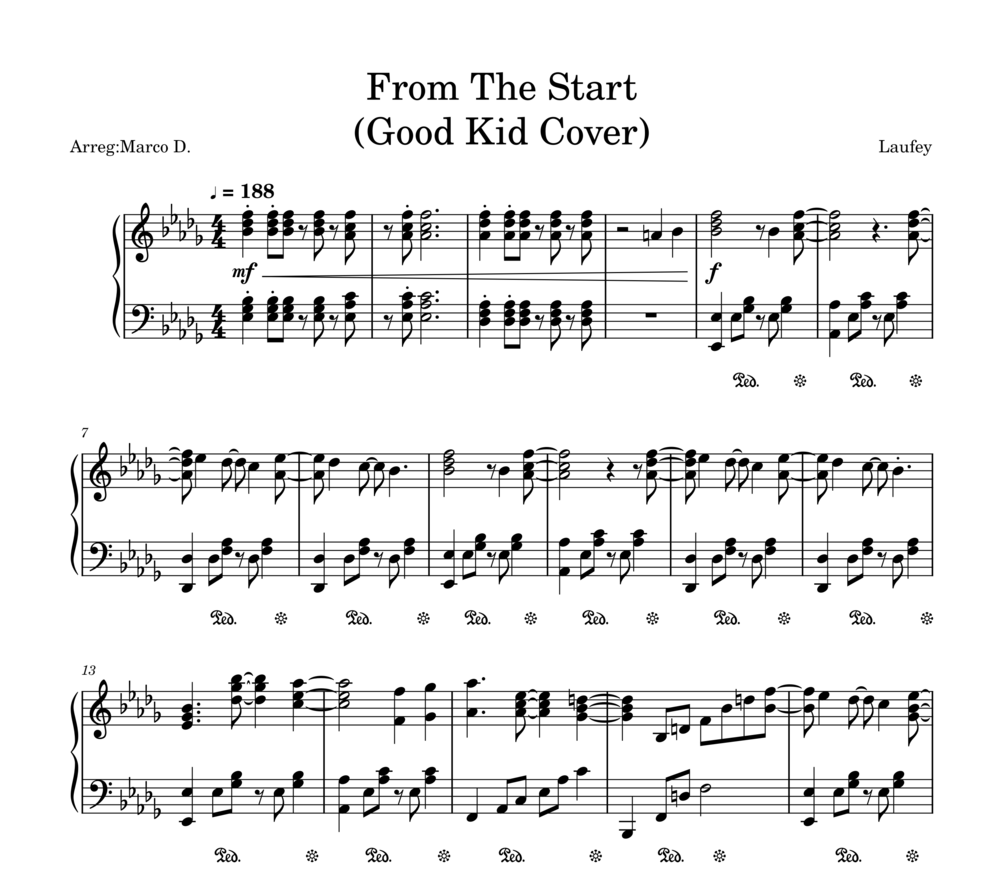 From The Start (Good Kid Cover) SHEET + MIDI