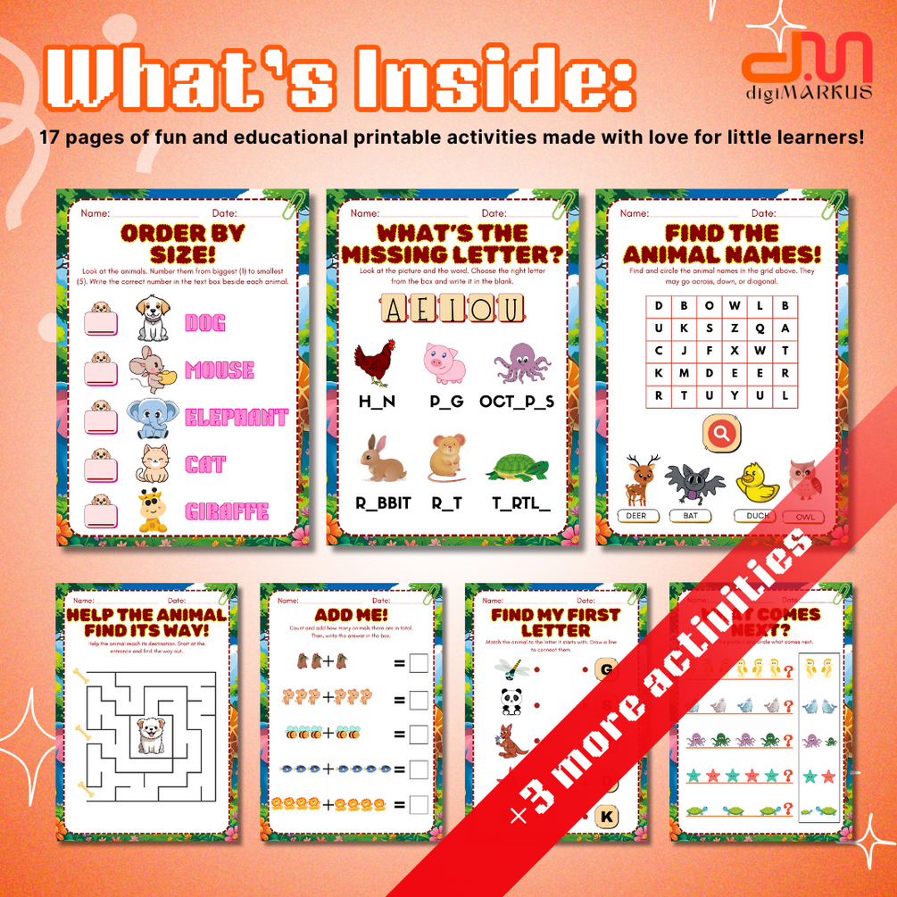 Welcome to Animal Word—A Printable and Editable Busy Book for Kids