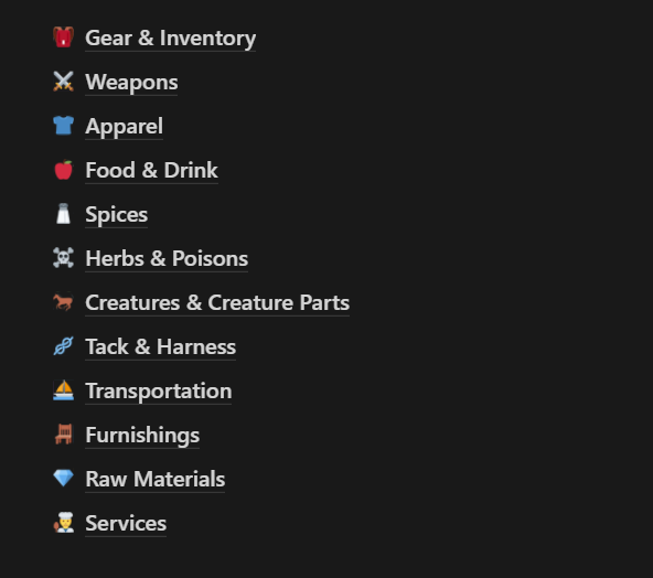 Ultimate RPG Gear & Prices Reference