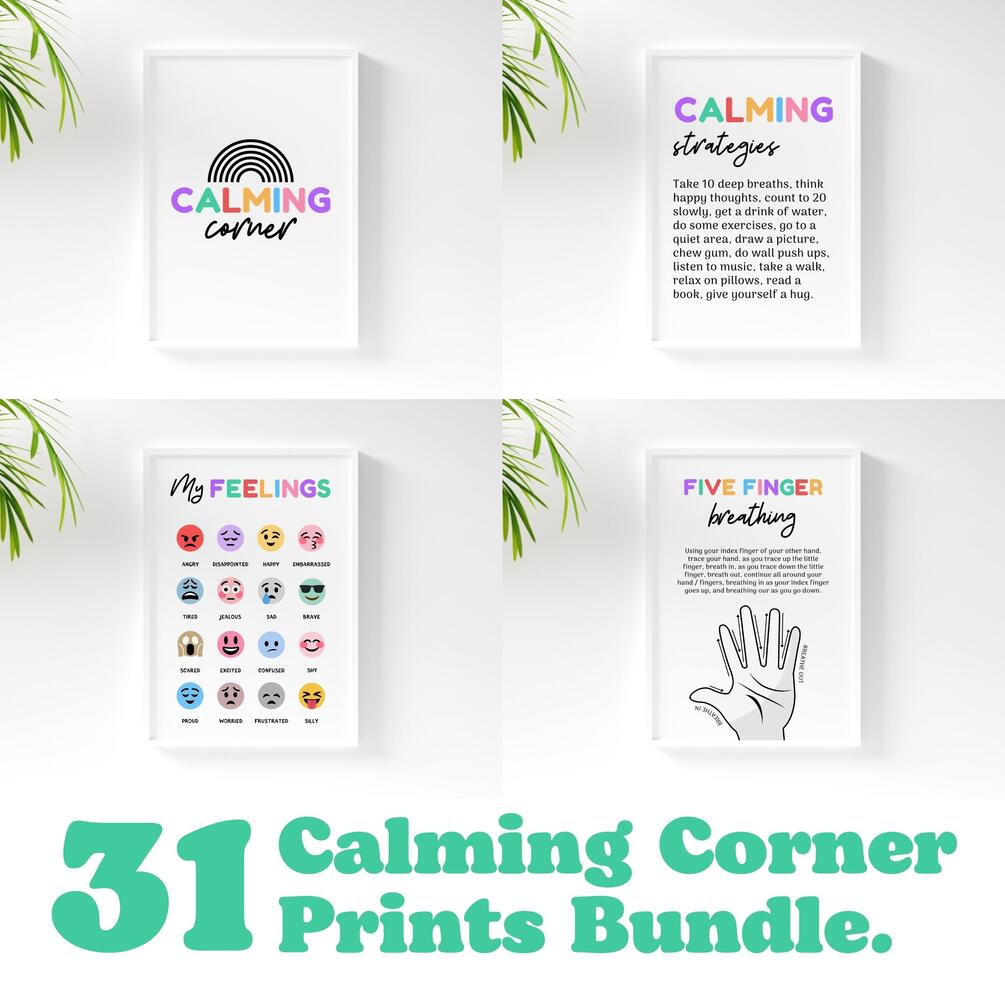 Set of 31 Calming Corner Poster For Therapy Office Decor