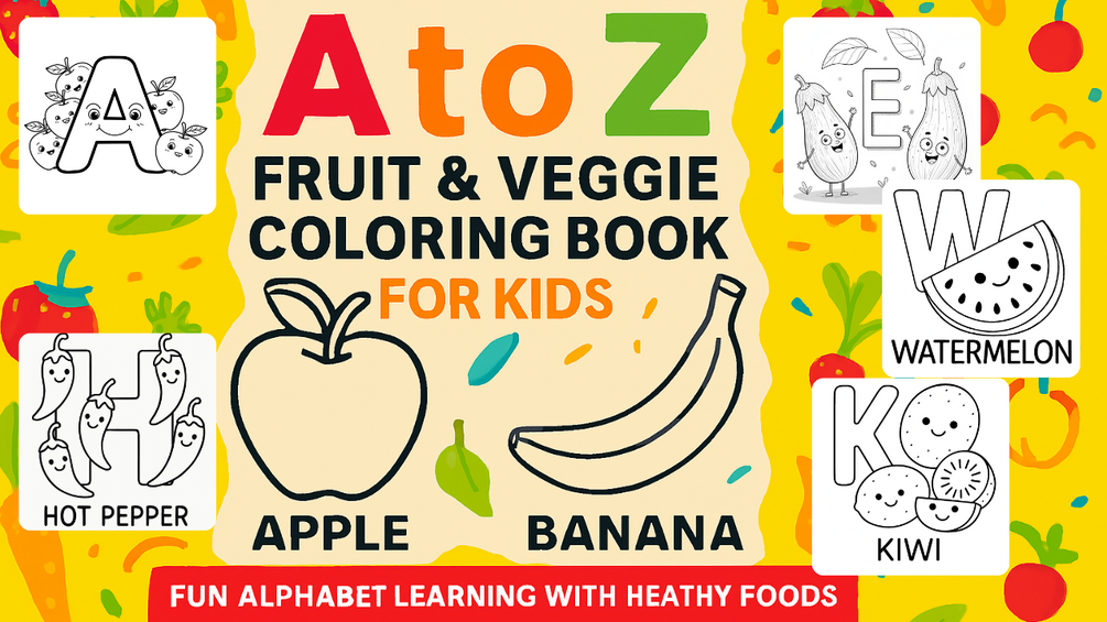 A to Z Fruit & Veggie Coloring Book for Kids – Alphabet Learning ...