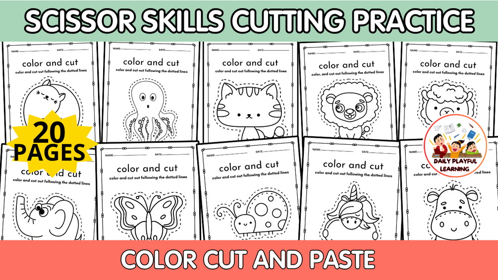 Scissor Skills Activity Pages – Color Cut and Paste.