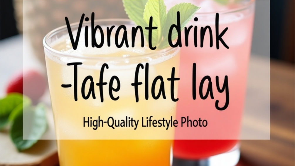 Vibrant Beverage Flat Lay – High-Quality Lifestyle Drink Photo