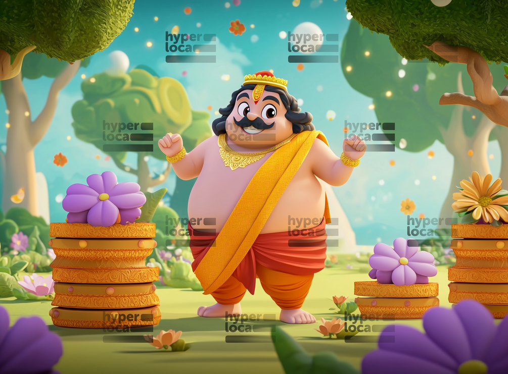 Vibrant Maveli Mahabali Stock Illustration - Onam Festival Art _qq19