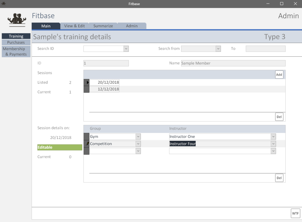 FitBase Demo - Fitness database for MS Access