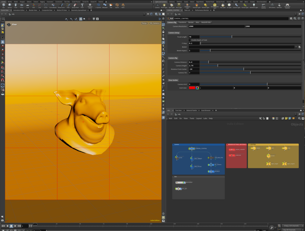 Houdini Default Scene, Camera Rig and Backdrop
