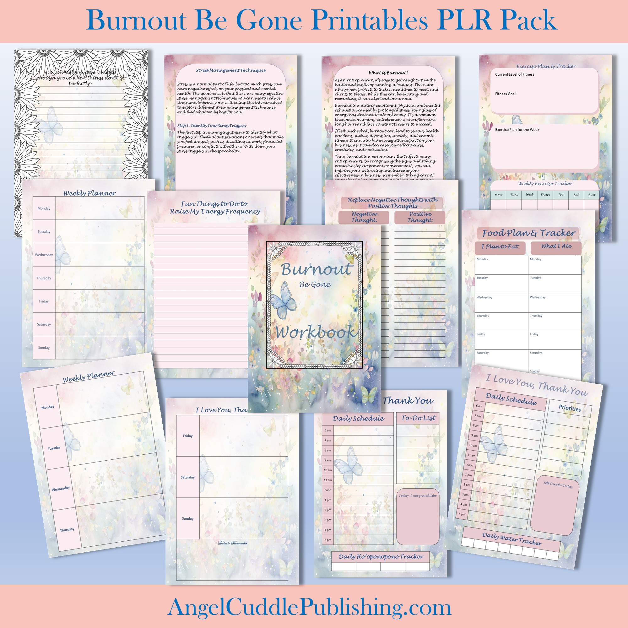 Burnout Be Gone Workbook Printables PLR Template Pack