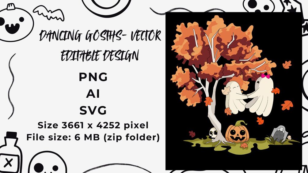 Illustration of Dancing Ghosts – Editable Vector