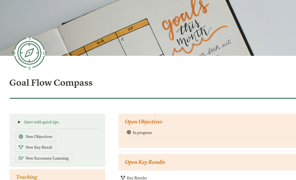 Goal Flow Compass - OKR for your goal settings