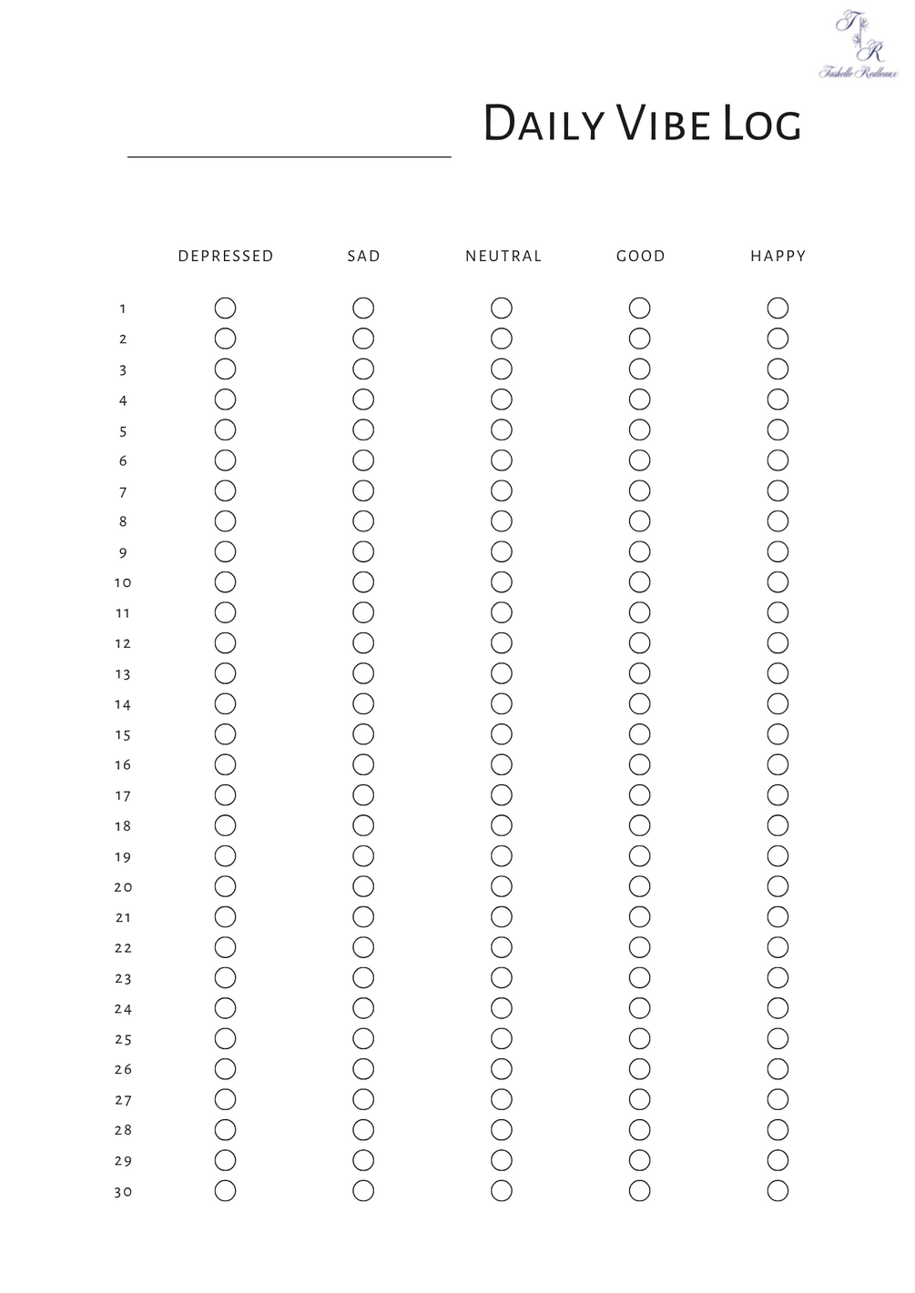 The Daily Vibe Log | A Quick-Start Mood Tracker