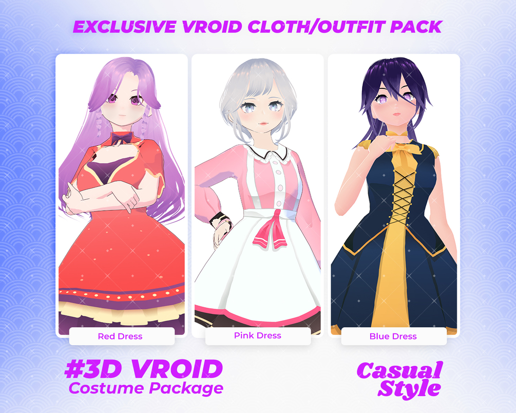 VRoid Clothing Pack, Vroid Assets, Vroid Outfit, Costume, 3d, Clothes ...