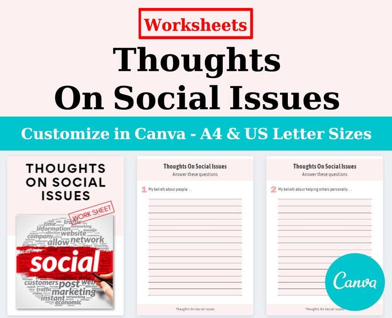 Life Coach Templates Worksheets | Thoughts On Social Issues | Canva ...