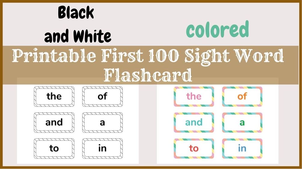 Printable First 100 Sight Word Flashcard