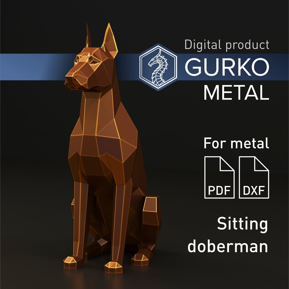 Sitting Doberman Metal Papercraft, DXF, Gurko, Pepakura, Template, 3D ...