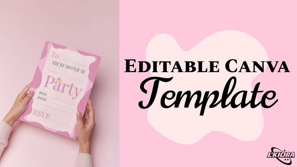Pink Party Invite Editable Template