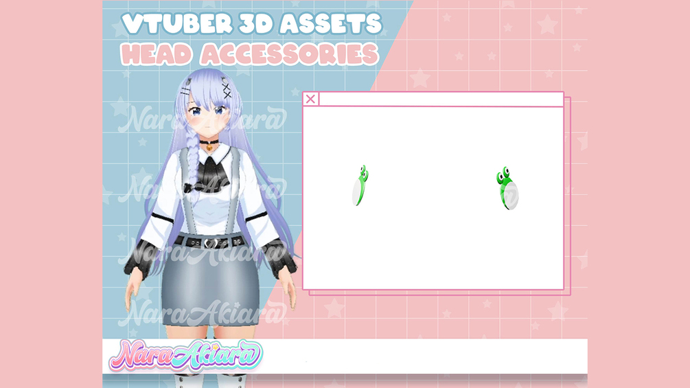 3D Vtuber Assets Kawaii Frog Hair Clip Vroid Commission, 3D assets ...