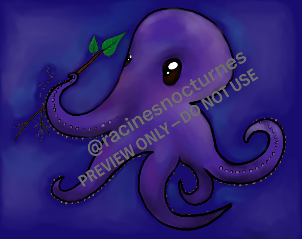 Purple Octopus – Hand-Drawn Digital Illustration Pack (PNG + CSP File ...