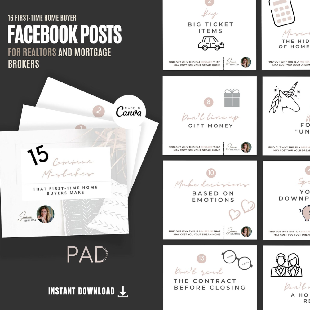 First-Time Home Buyer Mistakes Facebook Posts for Realtors, Agents ...