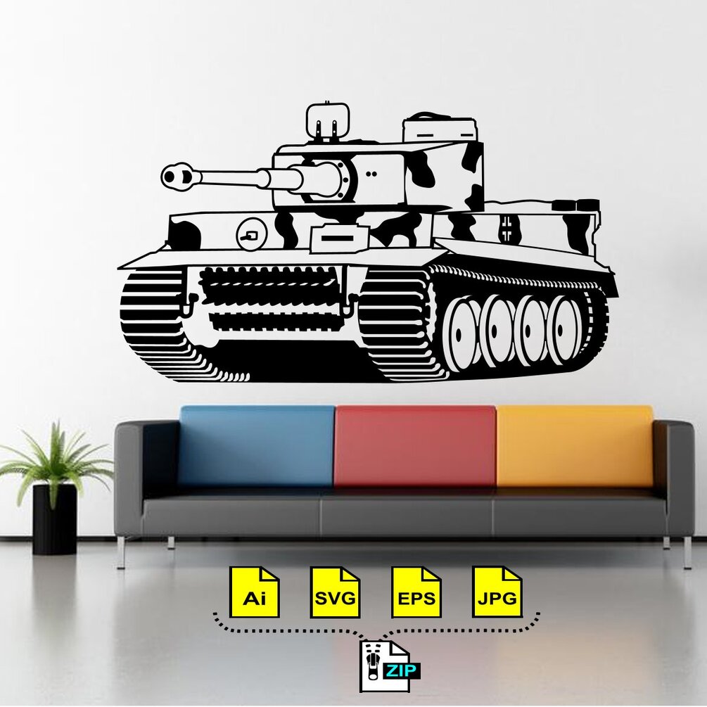 Tiger I Tank – WWII German Heavy Tank Vector | SVG AI EPS | Wall Art ...