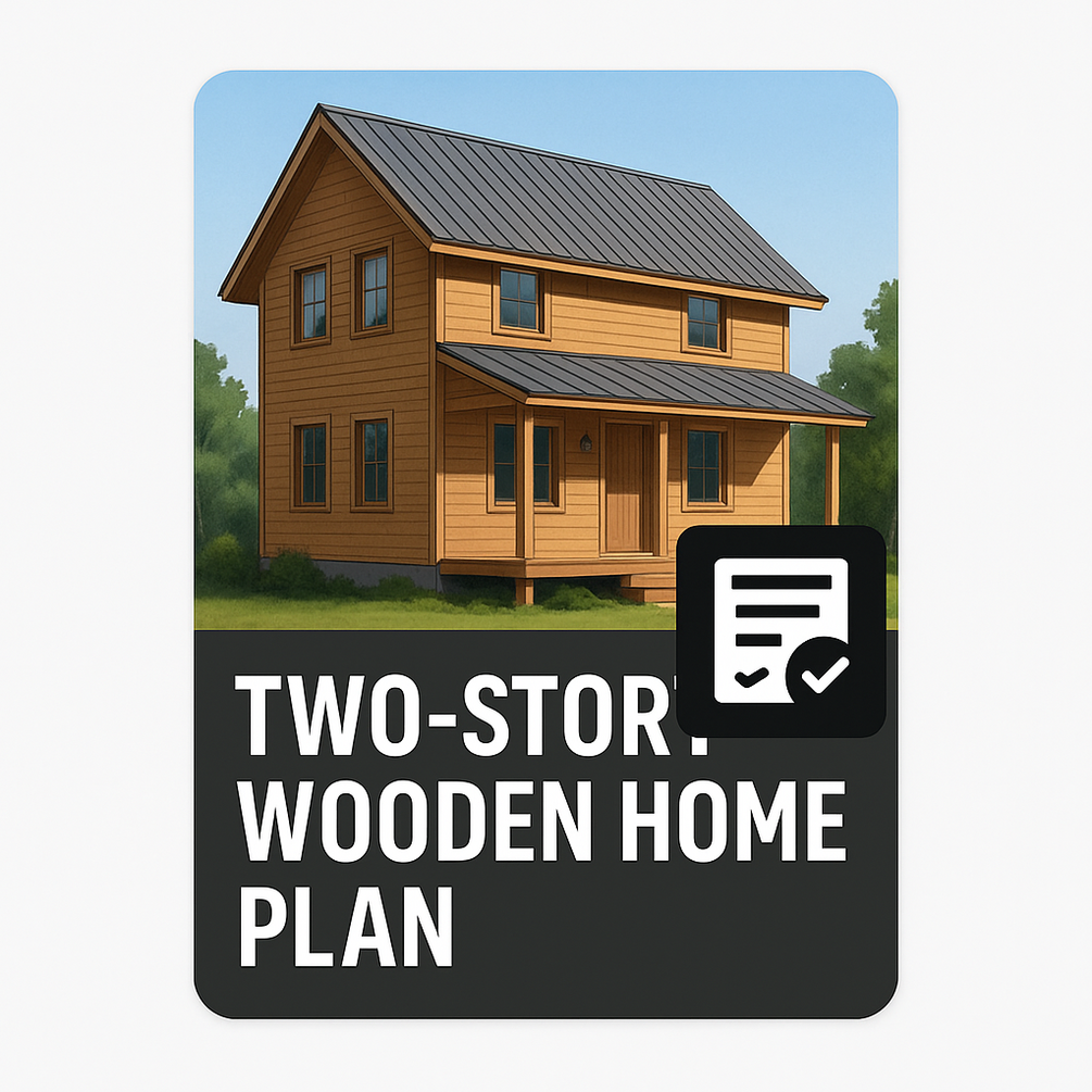 Two-Story Wooden Home Construction Plan – Complete Timber-Framed DIY Guide