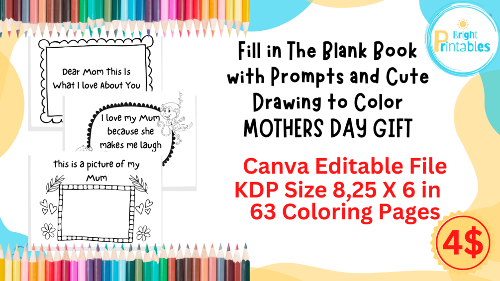 Mothers Day Creative Gifts Idea. Fill in The Blank Book with Prompts ...