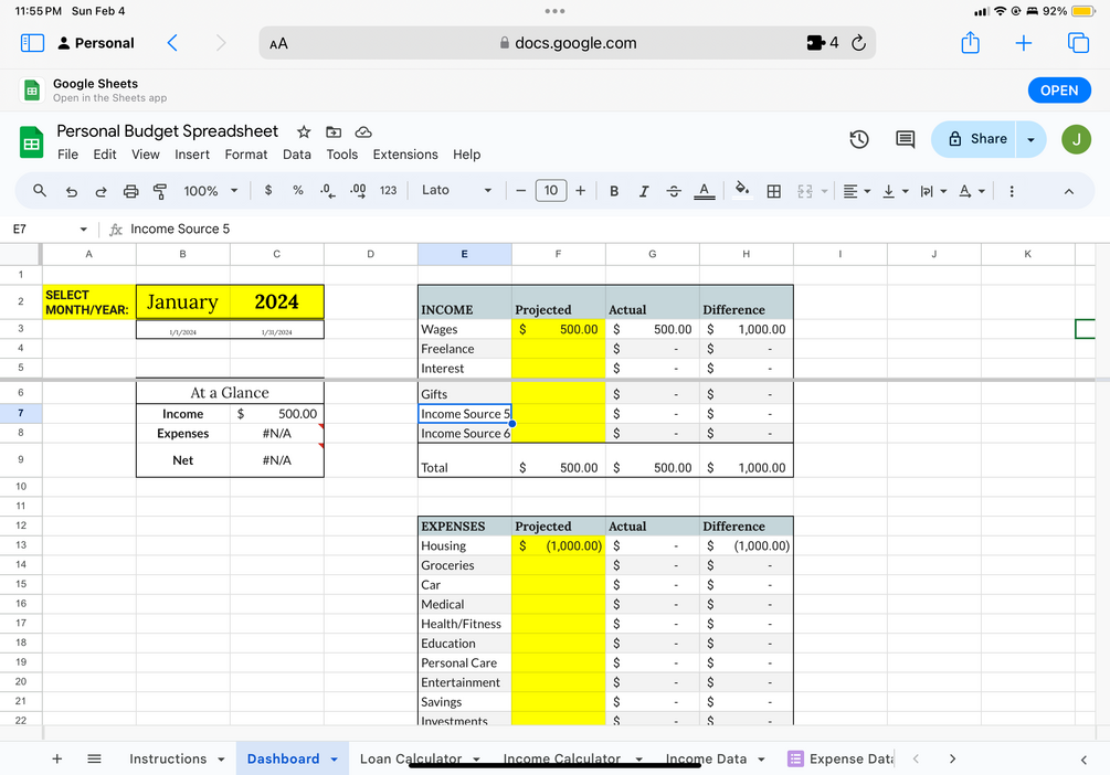 Google Spreadsheet Tool: Personal Budgeting (Income/Expense Tracker ...