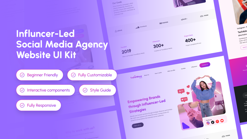 Influncer- Led Social Media Marketing Website UI Kit