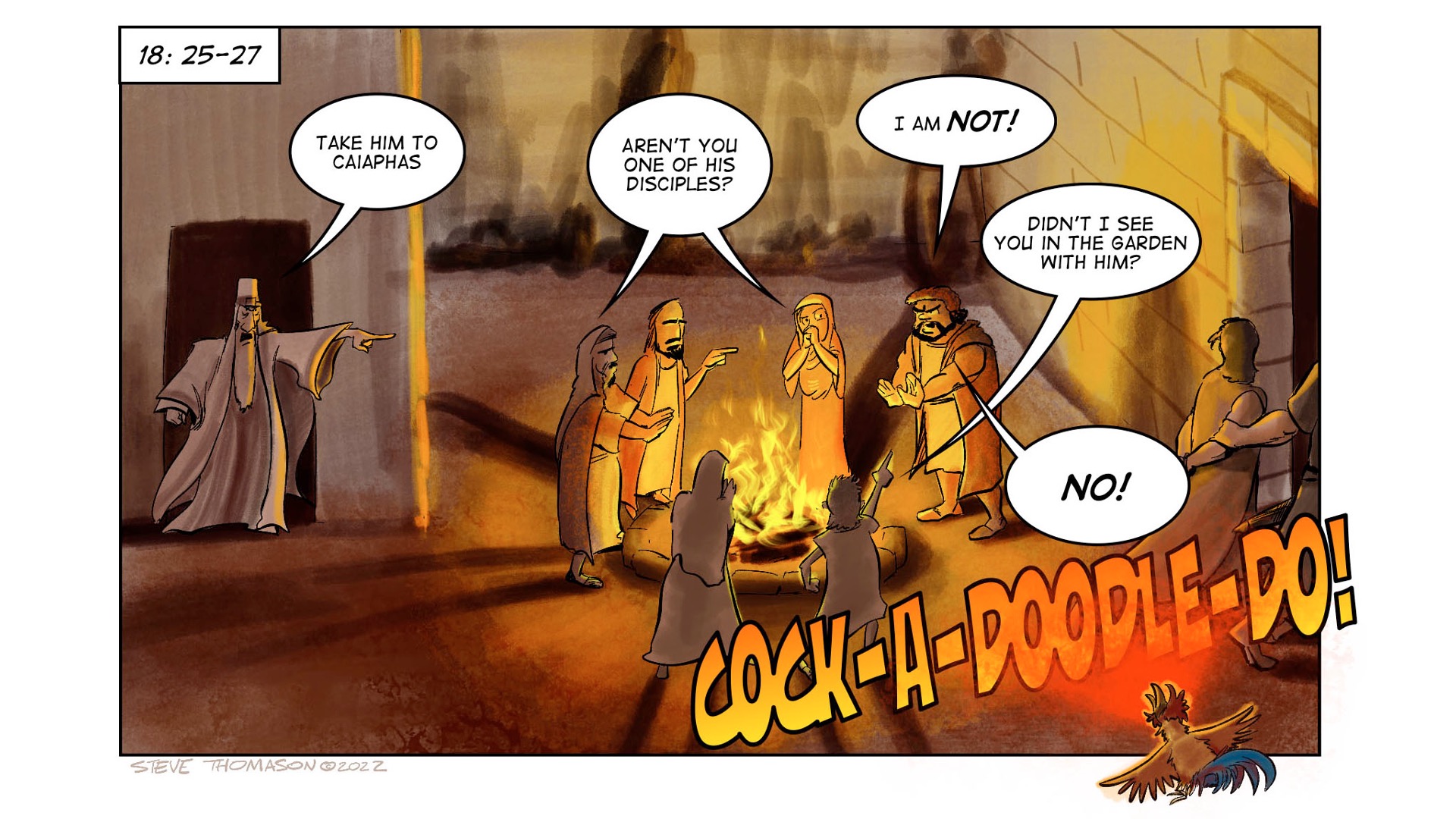 Peter Denies Jesus Three Times In John 18 12 27 A Cartoonist s Guide