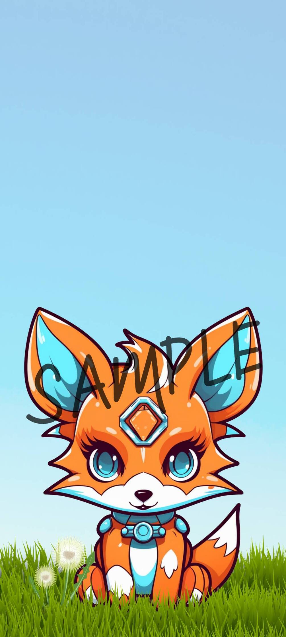 Cute Cyber Fox Phone Wallpaper
