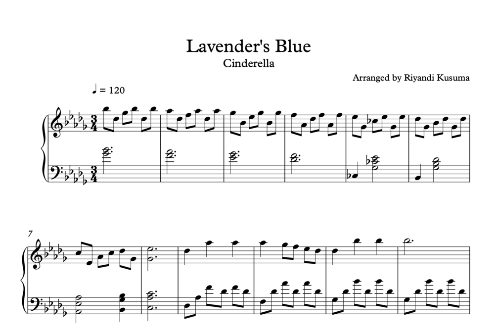 Cinderella - Lavender's Blue (Sheet Music)