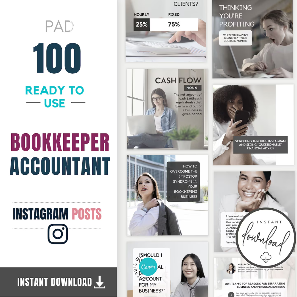 100 Instagram Post Templates for Accountants Bookkeepers | Creative ...