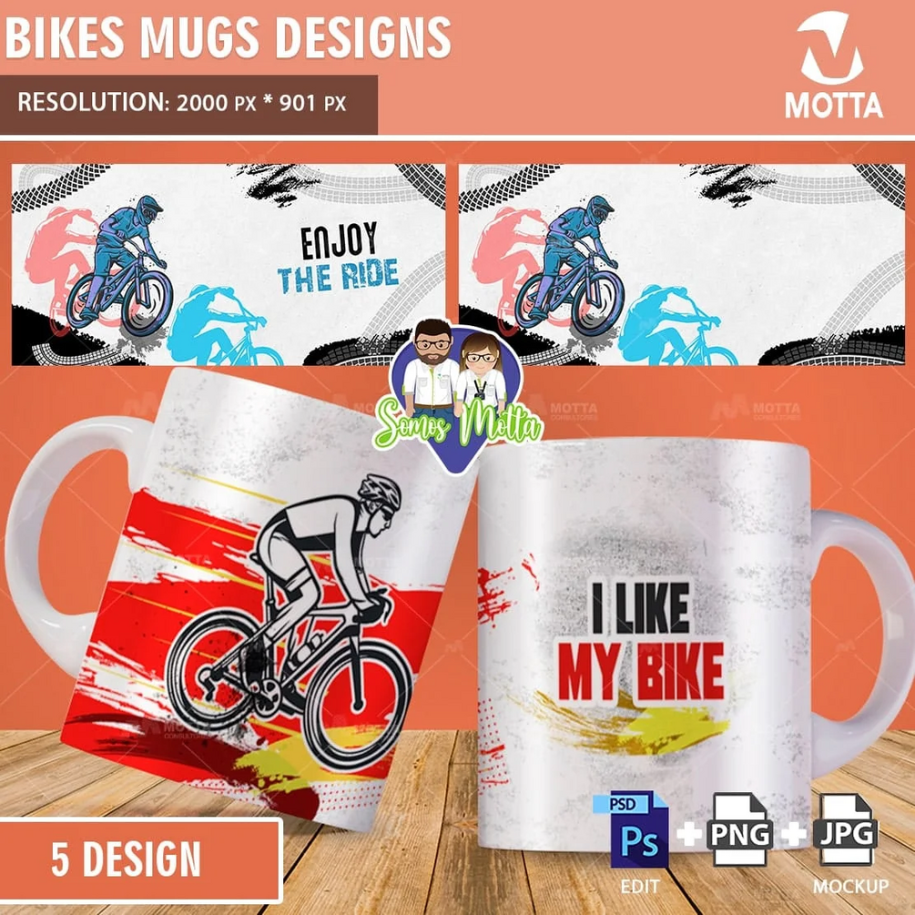Bicycle Mug Sublimation Designs | Cycling Templates | Instant Digital ...