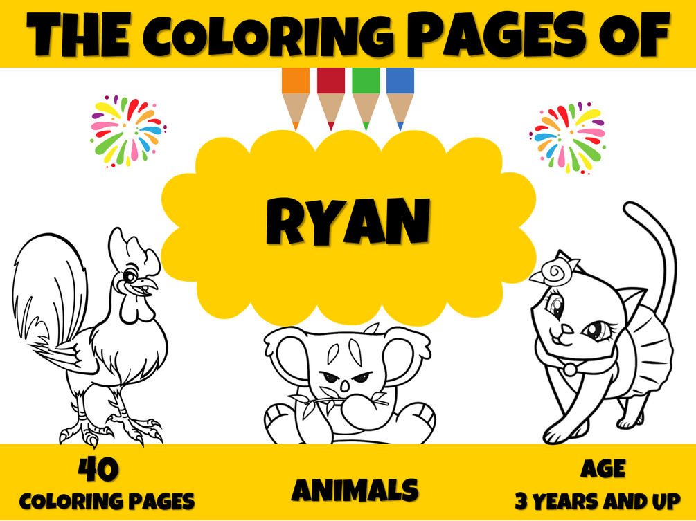 RYAN Coloring Pages, Animal coloring book for children named RYAN ...